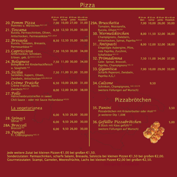 Speisekarte – Pizzeria Va Bene